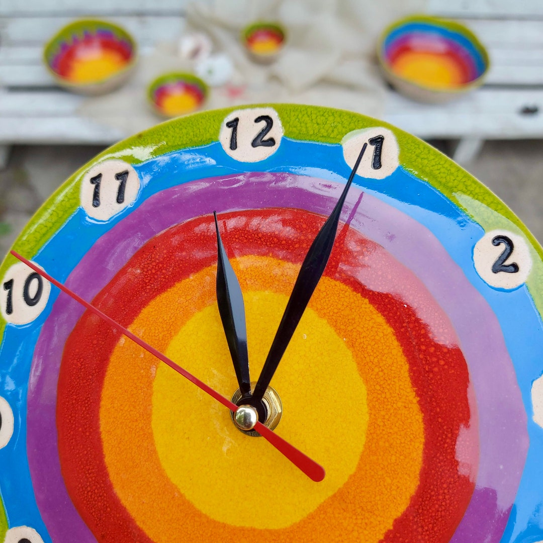 Handmade Ceramic Clock, Unique Pottery, Clock Gift, Home Decor, Wall ...