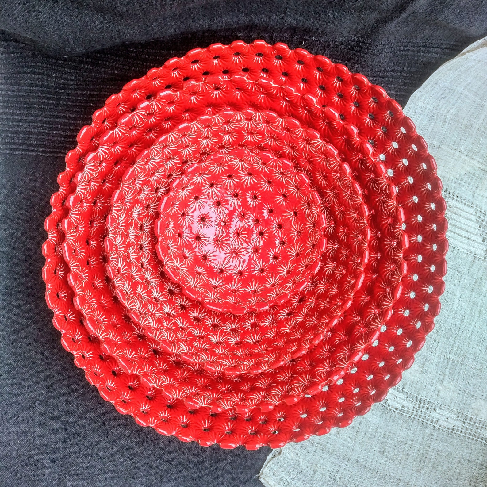 Ceramic Fruit Bowl Red Bowl Home Decor Pottery Serving - Etsy