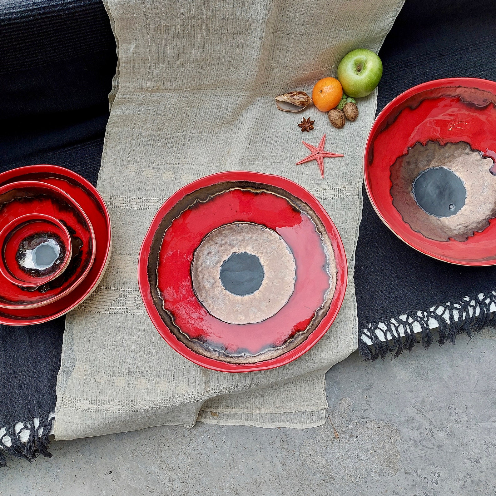 Red Wall Plate Christmas Home Decor Wall Ceramic Unique | Etsy