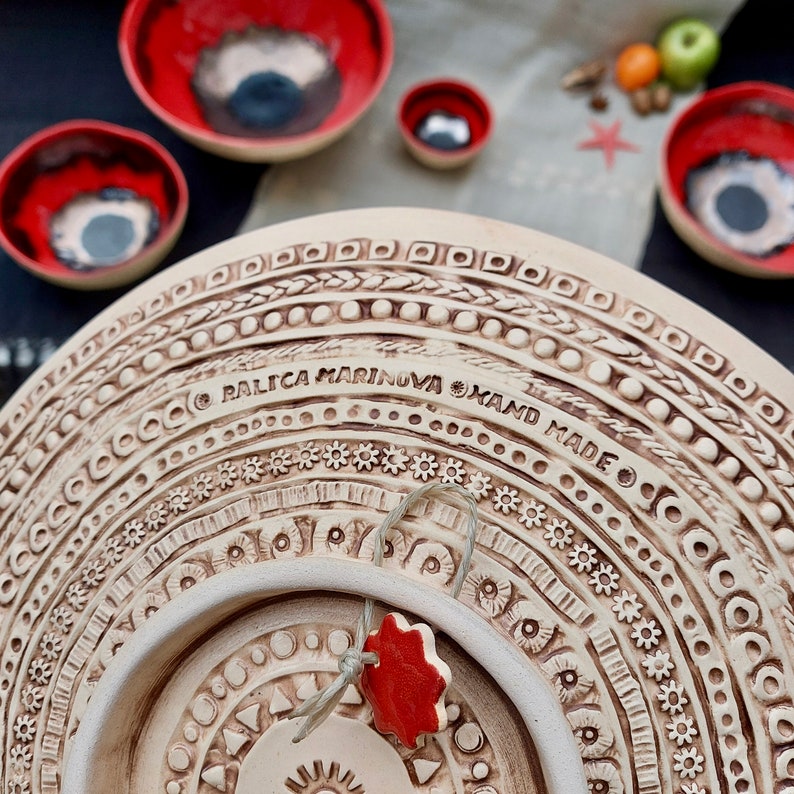 Red Wall Plate Christmas Home Decor Wall Ceramic Unique | Etsy