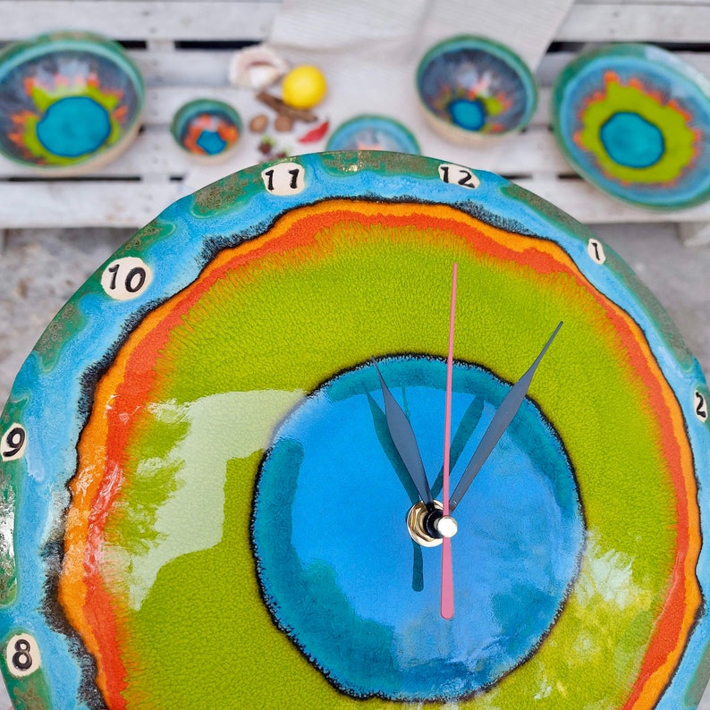 Ceramic Clock Wall Round Clock Unique Clock Handmade - Etsy