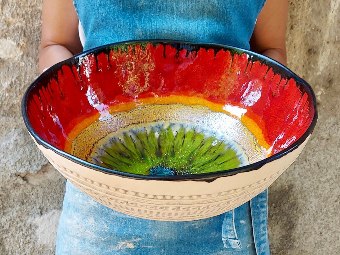 Large Ceramic Bowl Fruit Bowl Handmade Pottery Bowl Art - Etsy