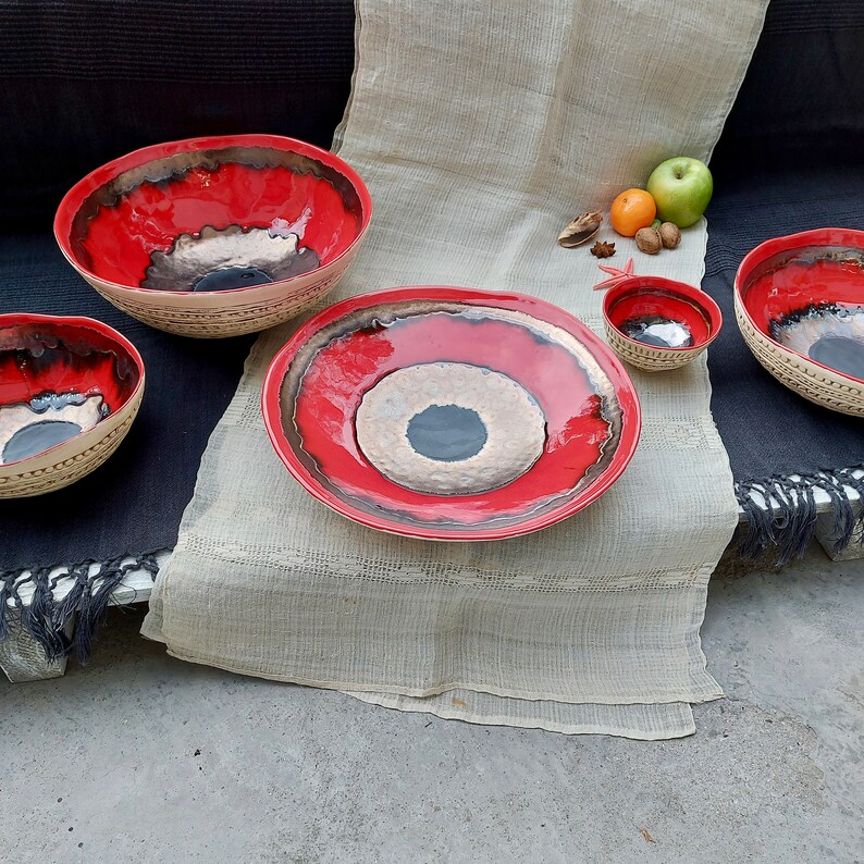 Red Wall Plate Christmas Home Decor Wall Ceramic Unique - Etsy