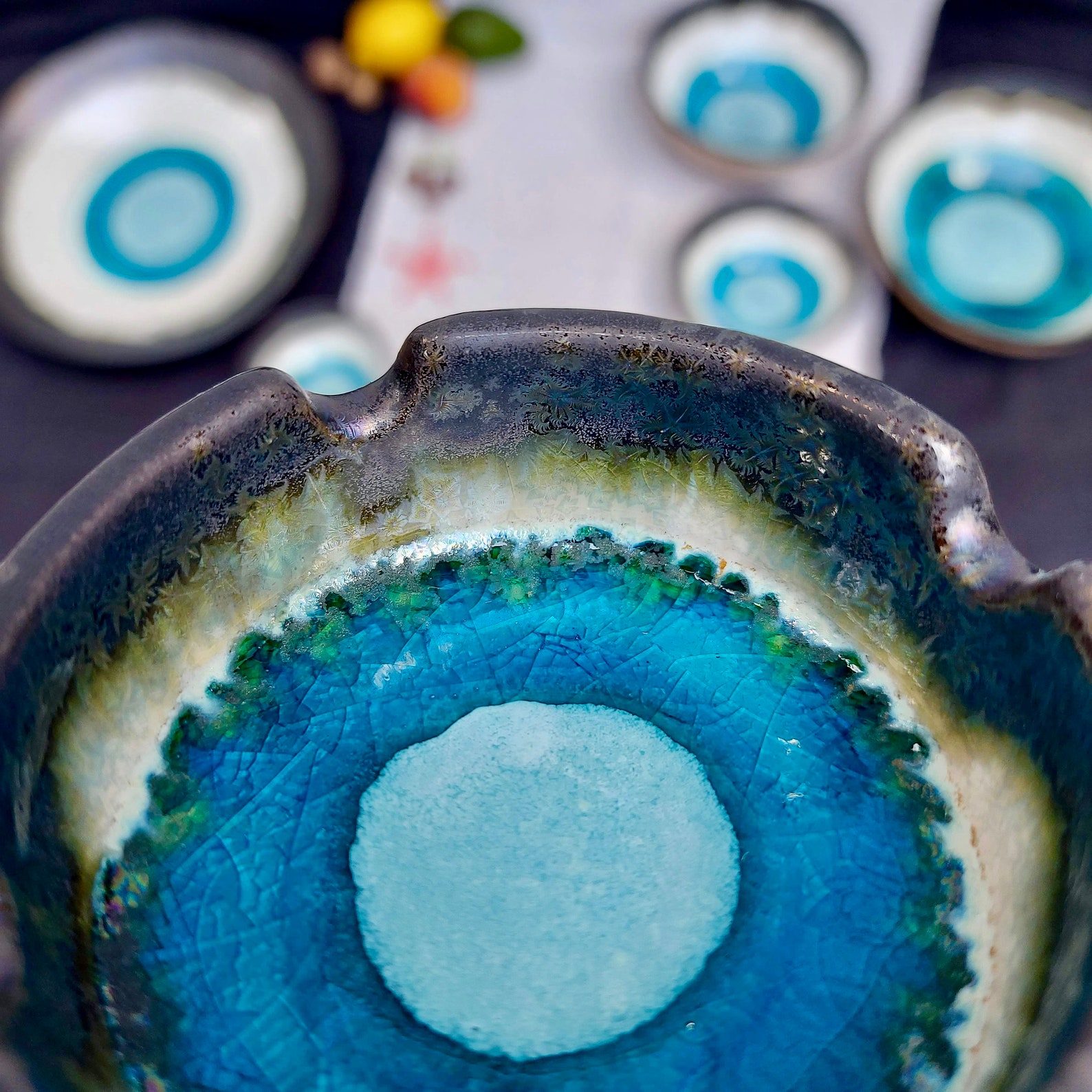 Ceramic Small Ashtray Blue Ashtray Gift for Him Colorful - Etsy