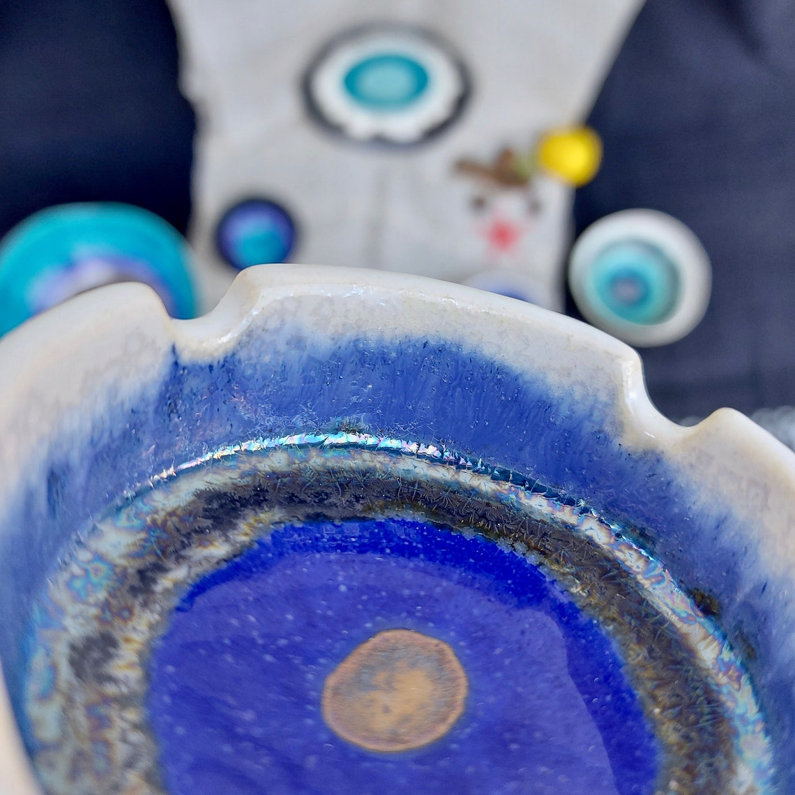 Ceramic Small Ashtray Blue Ashtray Gift For Him Colorful | Etsy