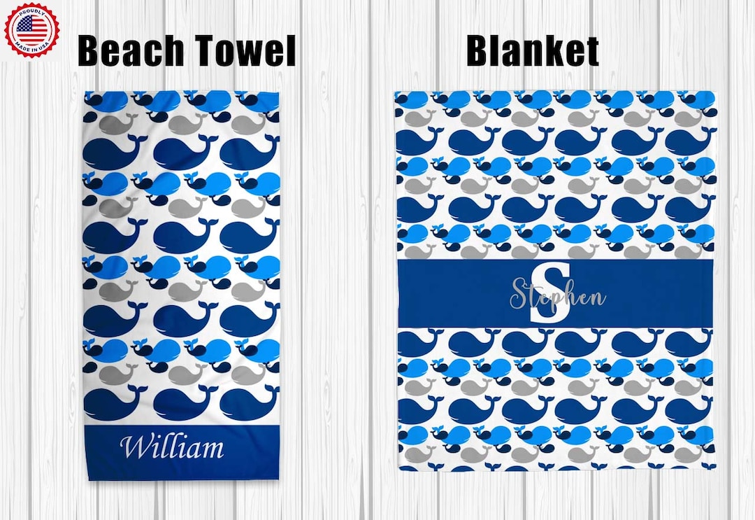 Personalized Kids Beach Towels Whale Beach Towel custom - Etsy