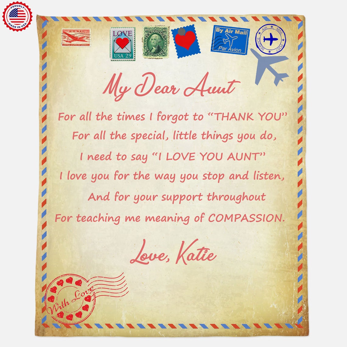 Customized Letter to Aunt Aunt Christmas Gift Letter | Etsy