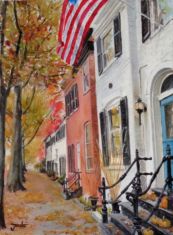 Old Town Alexandria Street Fall Scene Houses | Etsy