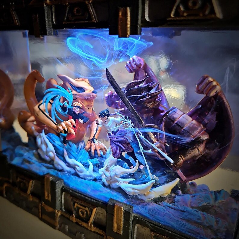 Naruto Kurama Vs Sasuke Susanoo Resin Lamp, LED Anime Night Light, Epic ...