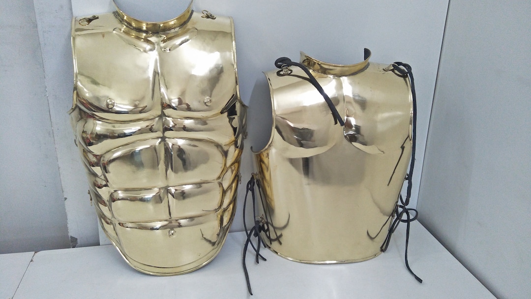 Greek Muscle Chest & Back Armor With Greaves of Brass Metal Medieval ...