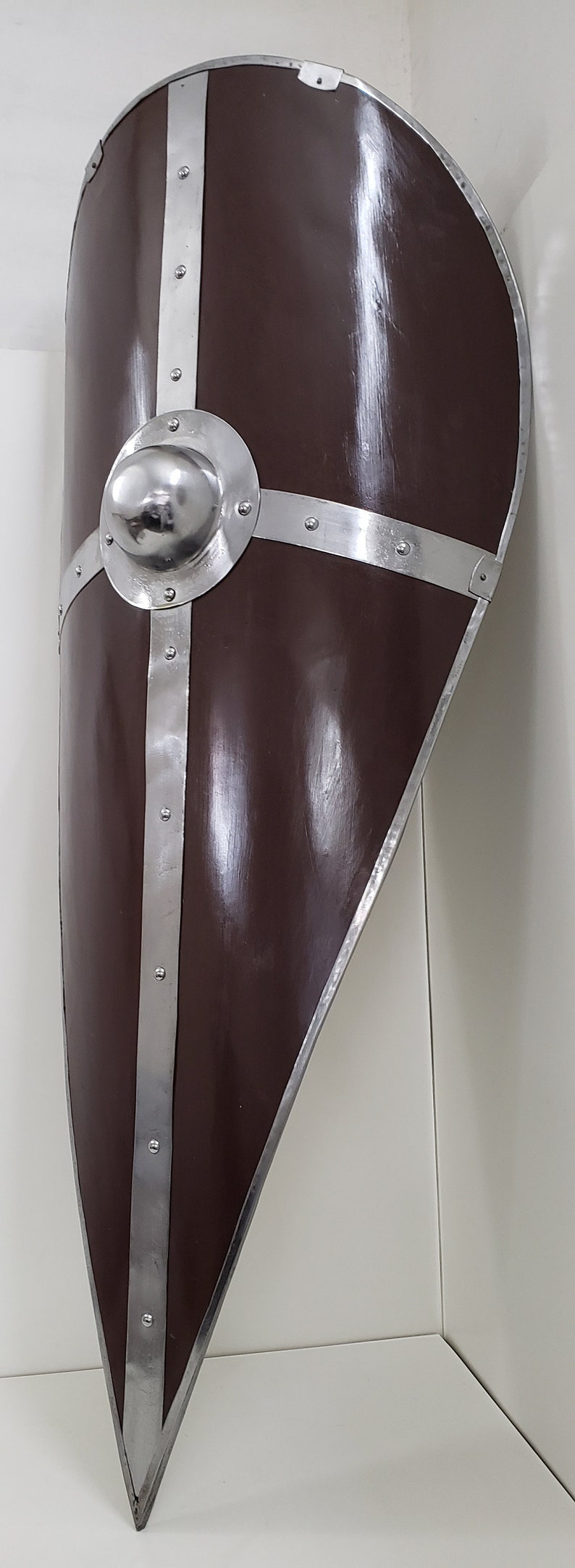 Norman Shield With Steel Cross Varnished Wooden Shield - Etsy