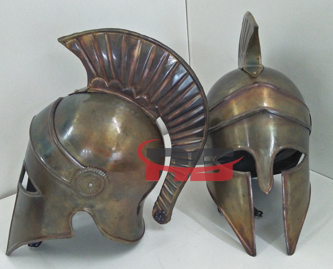 Greek Corinthian Two Medieval Helmets Greek Roman Armor Helmet Antique ...