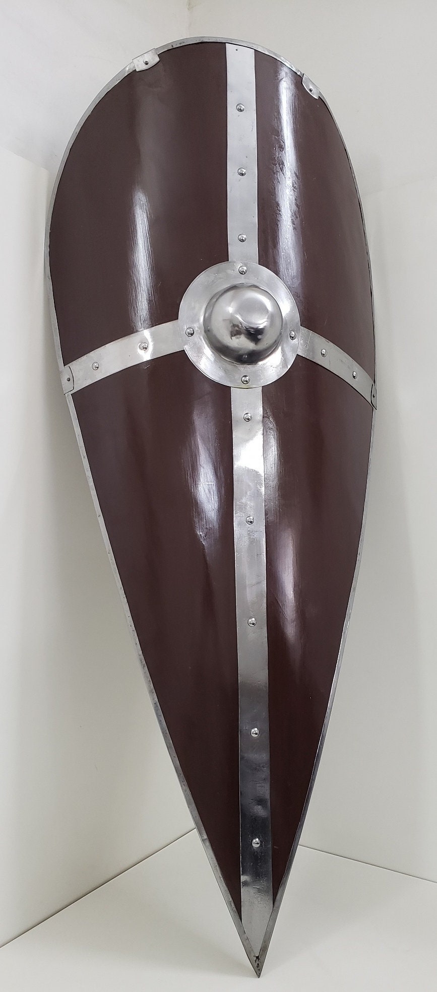 Norman Shield With Steel Cross Varnished Wooden Shield - Etsy