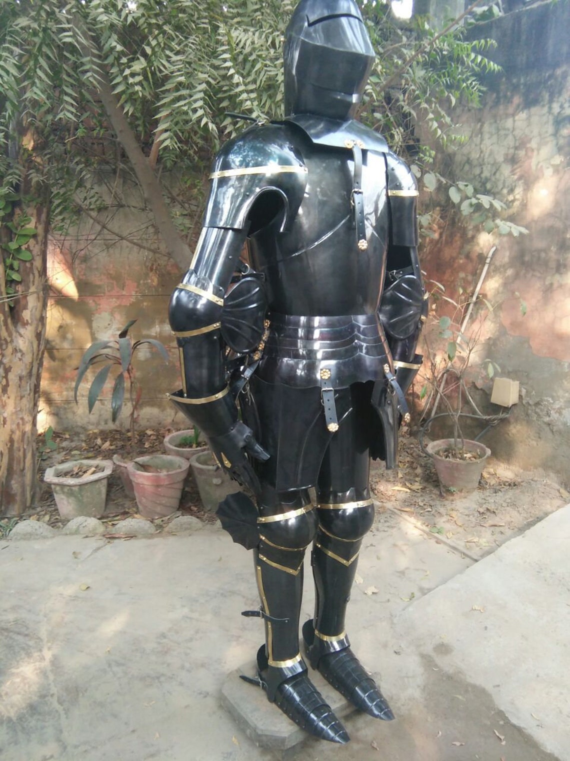 Medieval Knight Black Suit of Armor Combat Full Body Halloween Armor ...