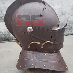 Medieval Knight Close Armor Helmet Natural Rust Finish Brass Hook - Etsy