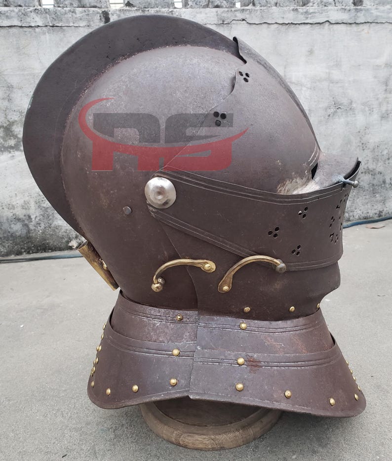 Medieval Knight Close Armor Helmet Natural Rust Finish Brass Hook - Etsy