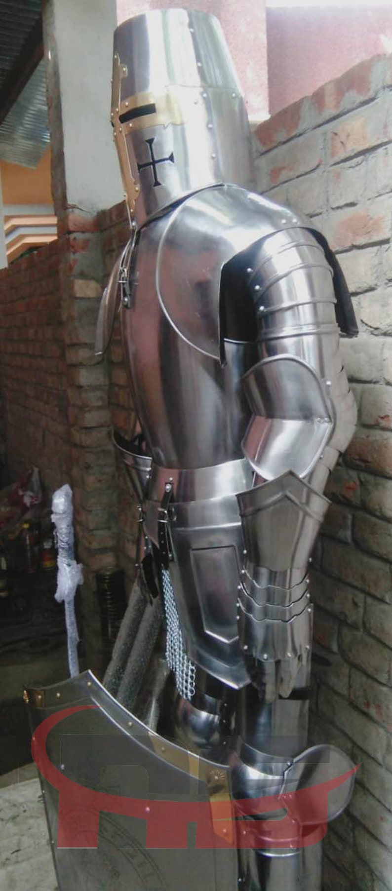 Templar Suit of Armor Medieval Knight Combat Full Body Armor With Stand ...
