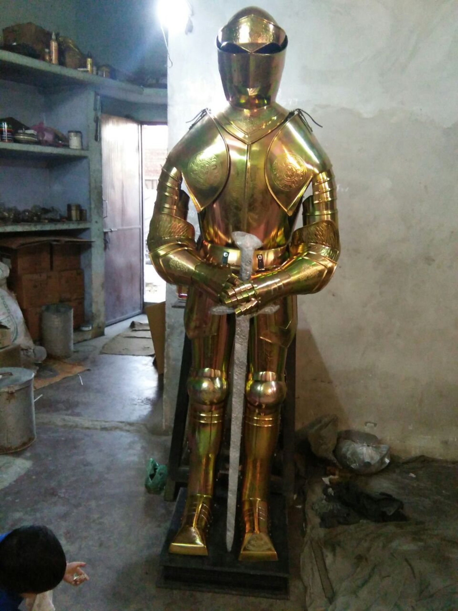 Medieval Armor Suit Golden Antique Finish 18 Gauge Steel Body | Etsy