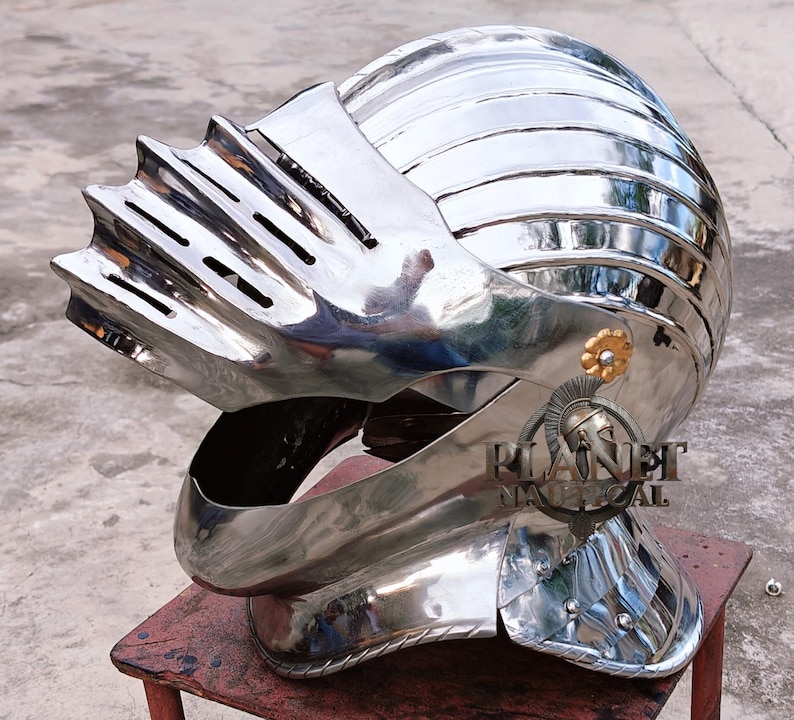 Medieval Maximillian Knight Helmet 16guage Alloy Steel for Larp ...