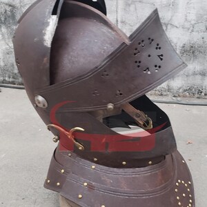 Medieval Knight Close Armor Helmet Natural Rust Finish Brass Hook - Etsy