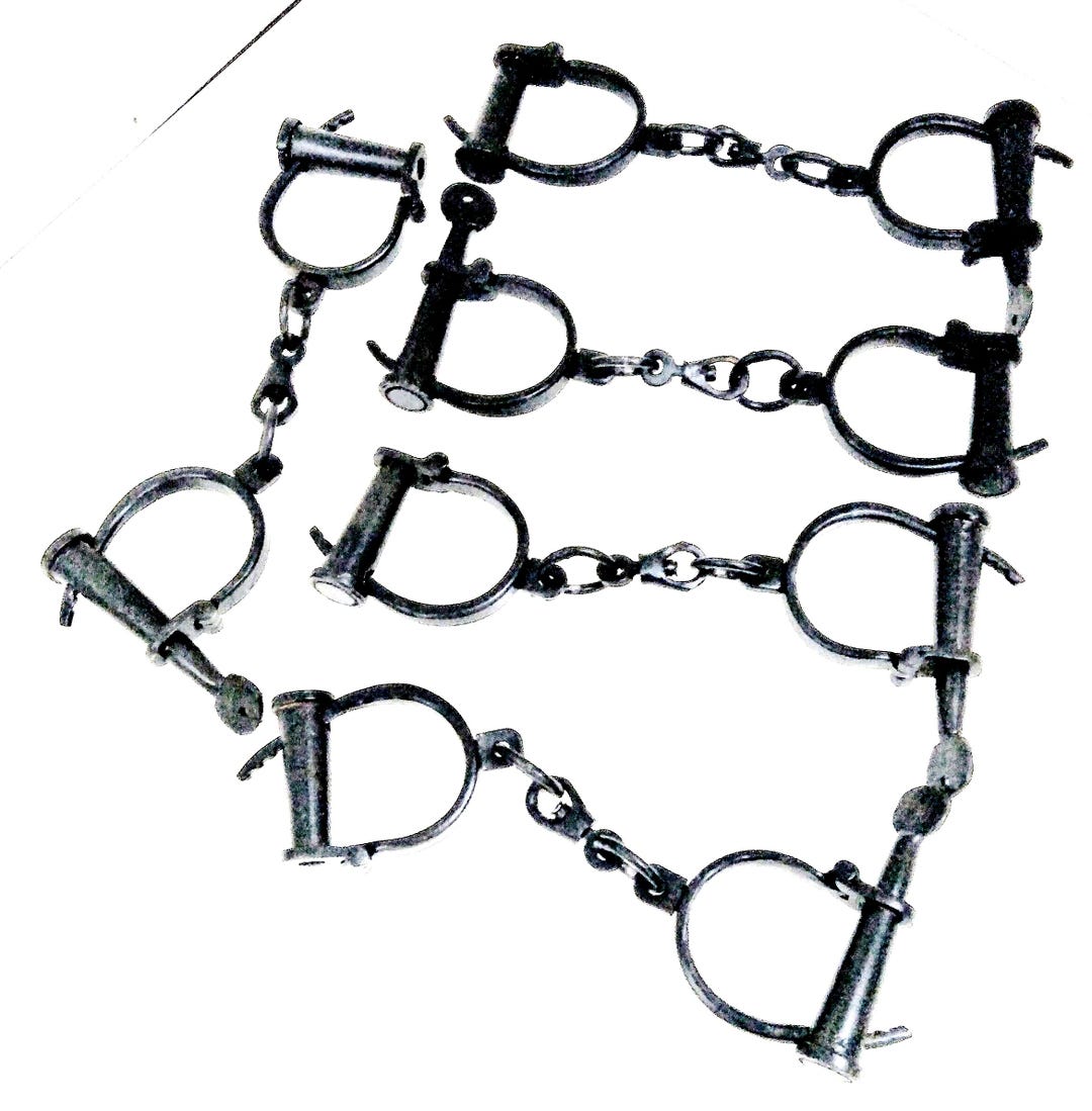 Metal Hand Cuffs 5 Iron Shackles ~ Hand Cuff With Chain 12"l ~ Old ...