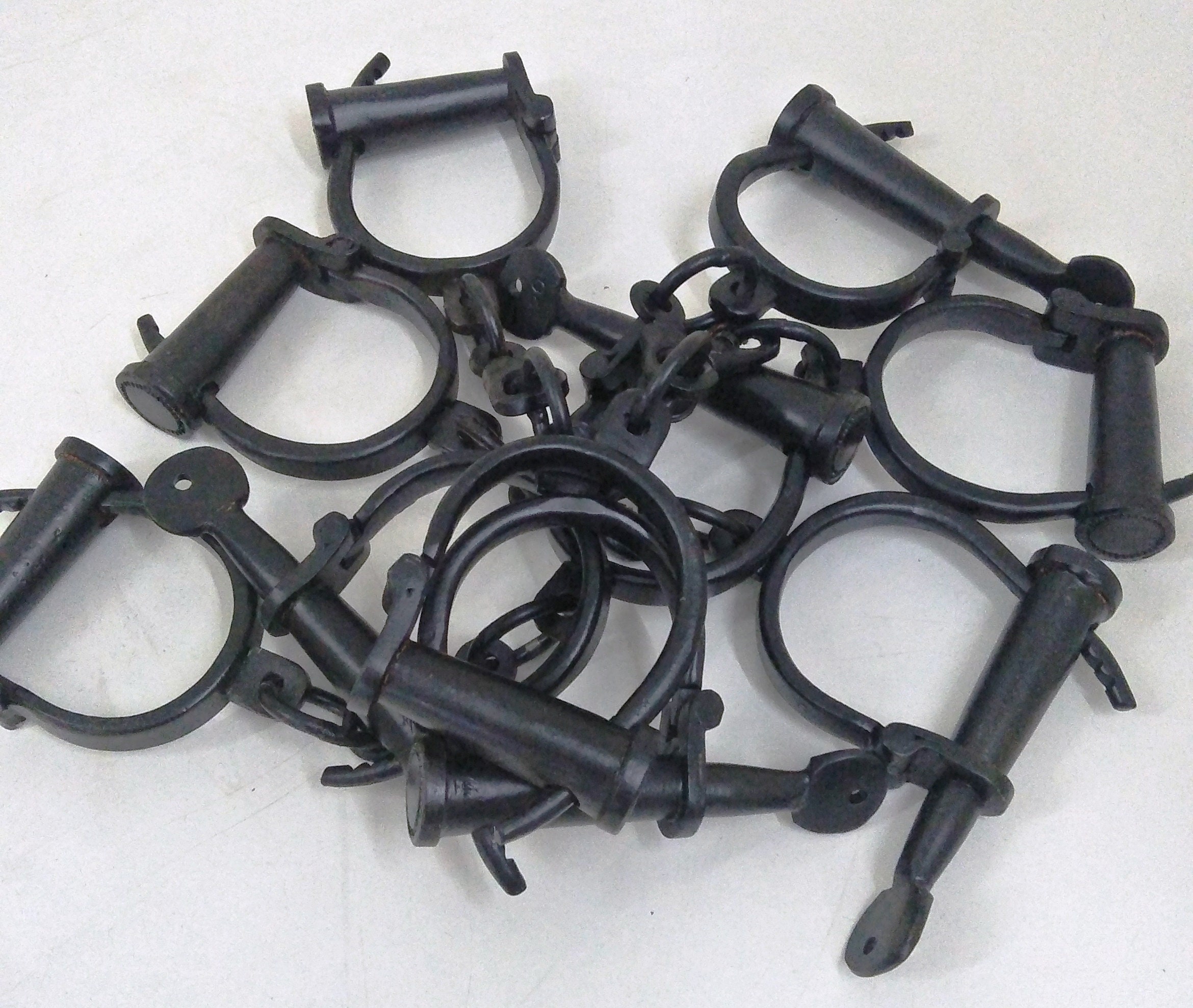 Metal Hand Cuffs 5 Iron Shackles ~ Hand Cuff With Chain 12"l ~ Old ...