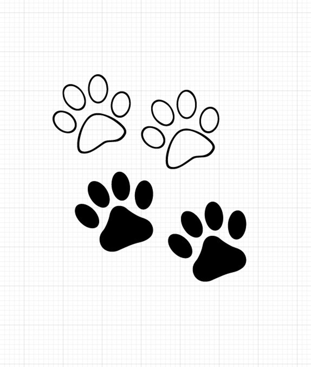 4 Paw Print SVG Cut Files, Svg File and PNG Image, Pawprints, Dog Paw ...