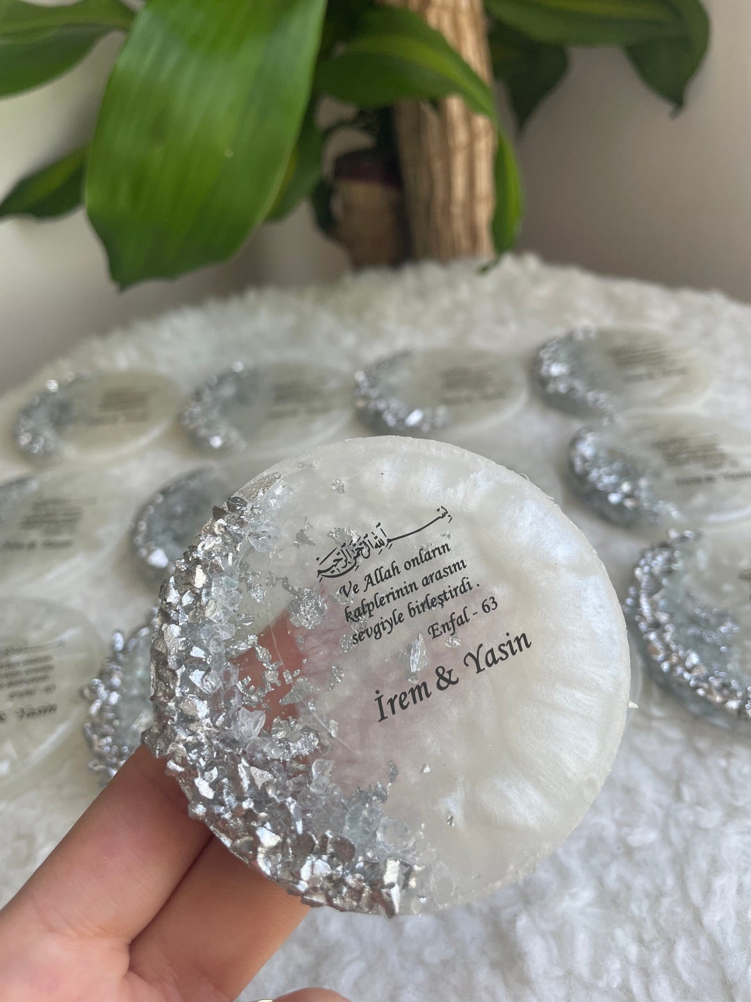 Personalized Epoxy, Silver Decoration Magnet, Wedding Gift, Engagement ...