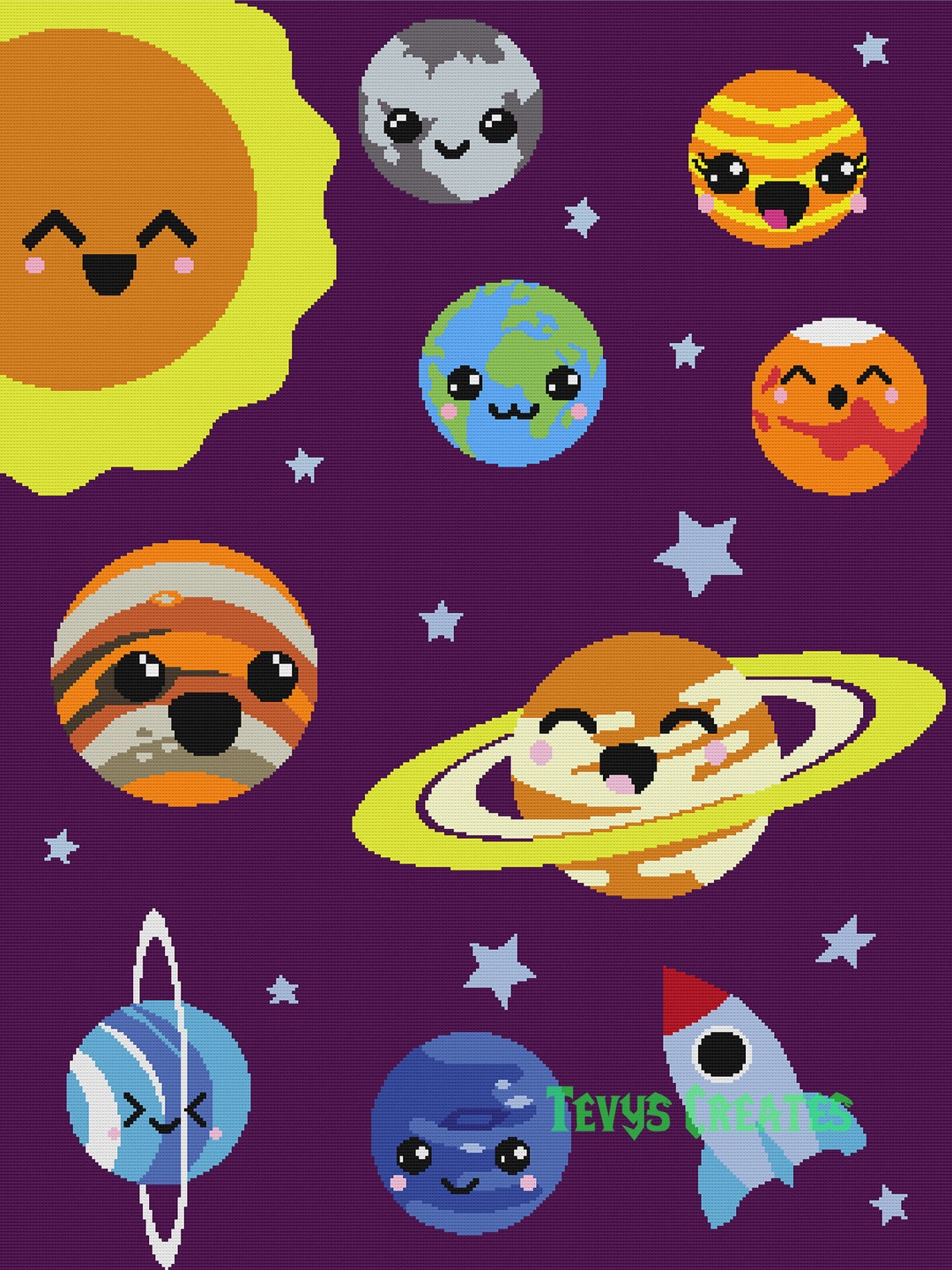 Happy Planets Graphghan 10 Block Pattern 300 X 400 Stitches TSS and ...