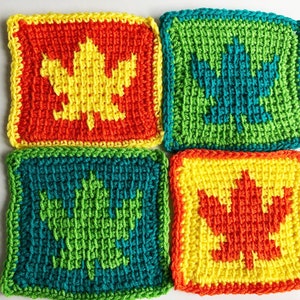 Small Maple Leaf Crochet PATTERN Granny Square Graphghan Tapestry - Etsy
