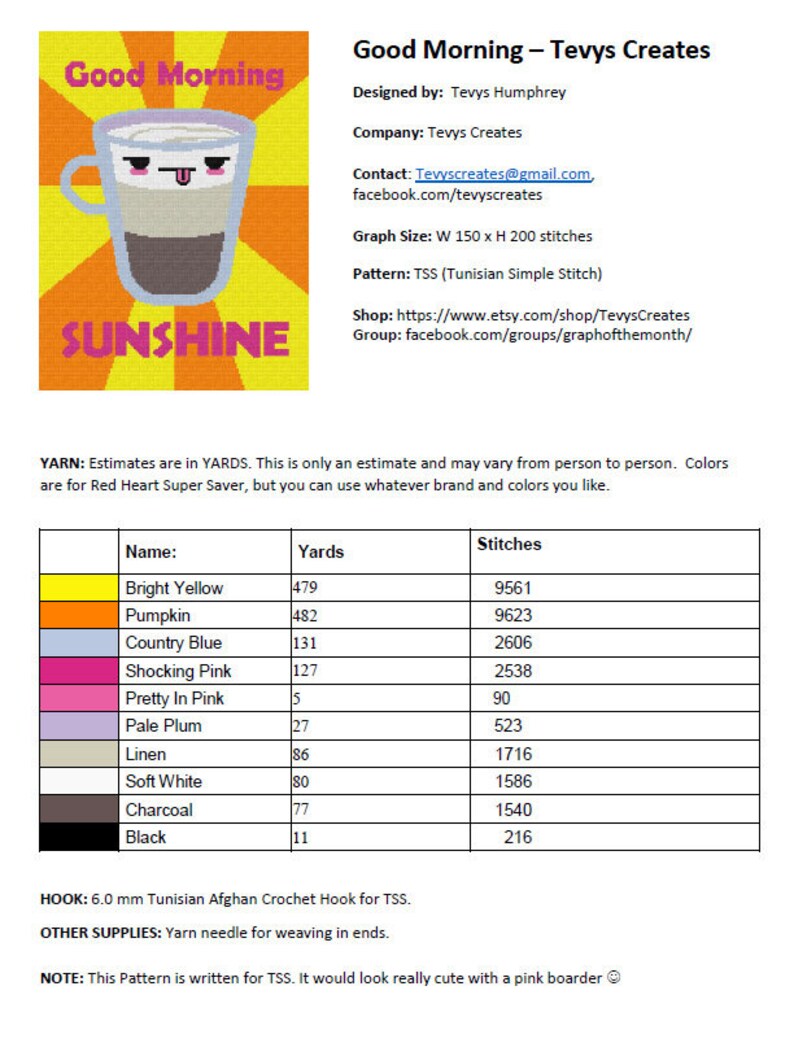 Good Morning Sunshine Crochet/tss Graphghan Pattern - Etsy
