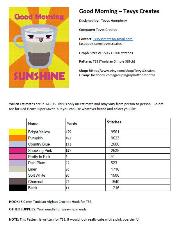 Good Morning Sunshine Crochet/tss Graphghan Pattern - Etsy