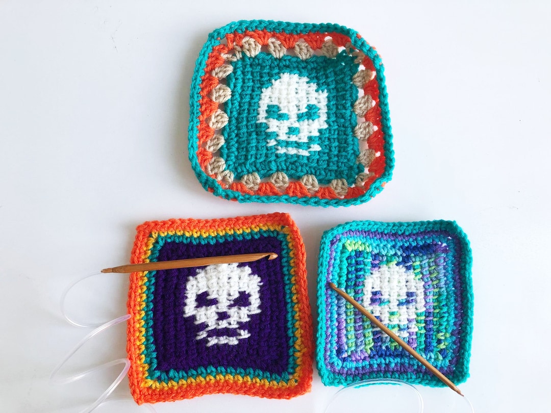 Small Skull Crochet PATTERN Granny Square Graphghan - Etsy