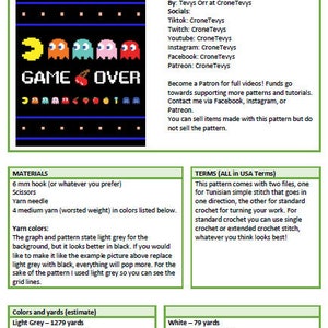 Pac-man Game Over Graphgan Crochet Pattern for Crochet and TSS - Etsy