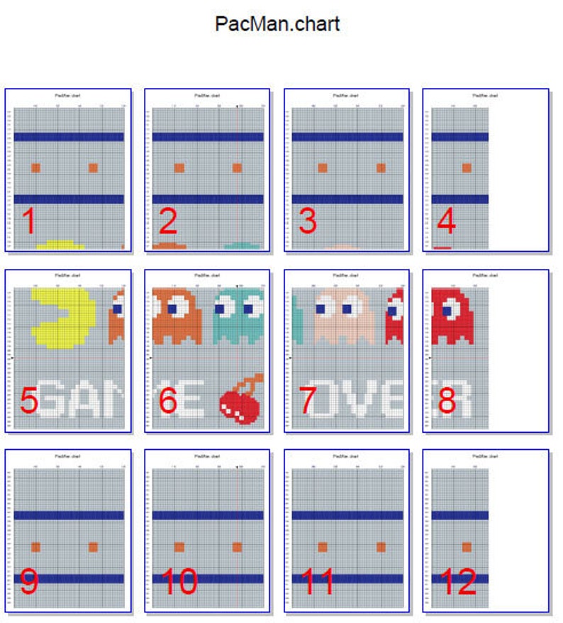 Pac-man Game Over Graphgan Crochet Pattern for Crochet and TSS - Etsy