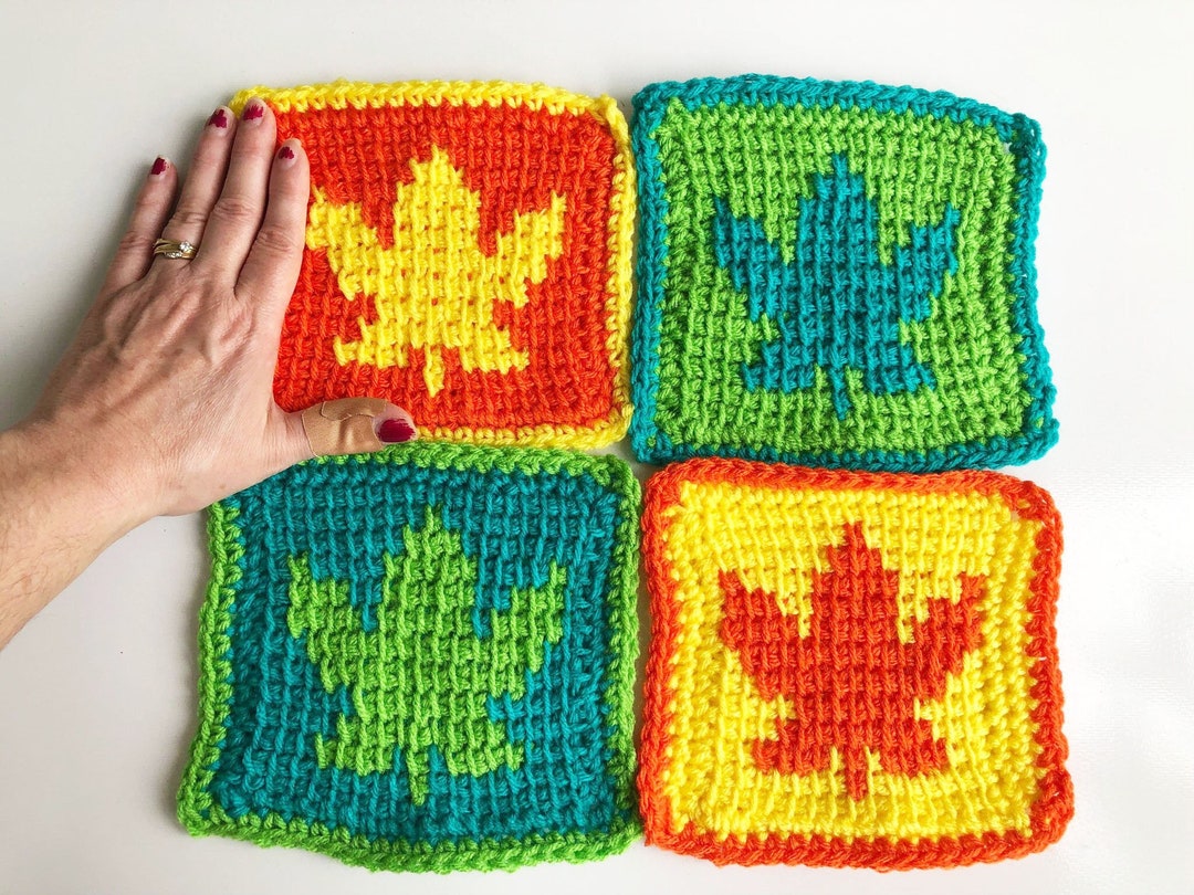 Small Maple Leaf Crochet PATTERN Granny Square Graphghan Tapestry - Etsy