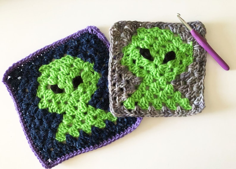 Alien Granny Square Crochet Pattern - Etsy