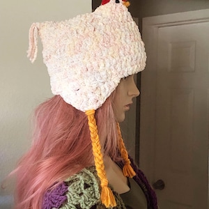 PATTERN Crochet Chicken Adult Hat Soft Warm - Etsy
