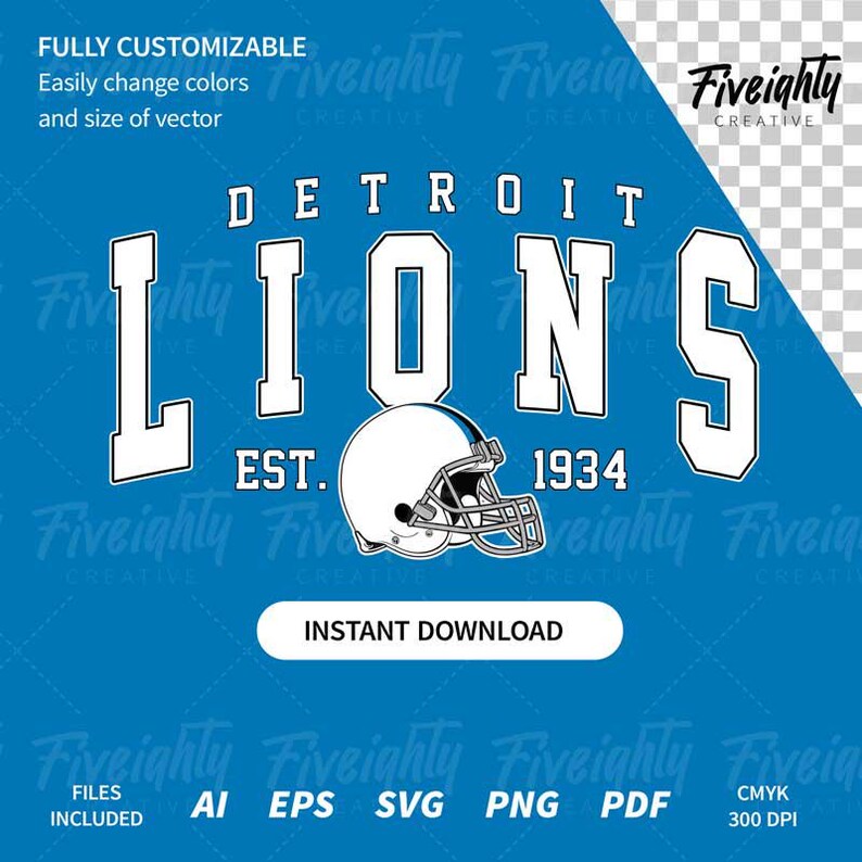 Detroit Football Vector - Etsy