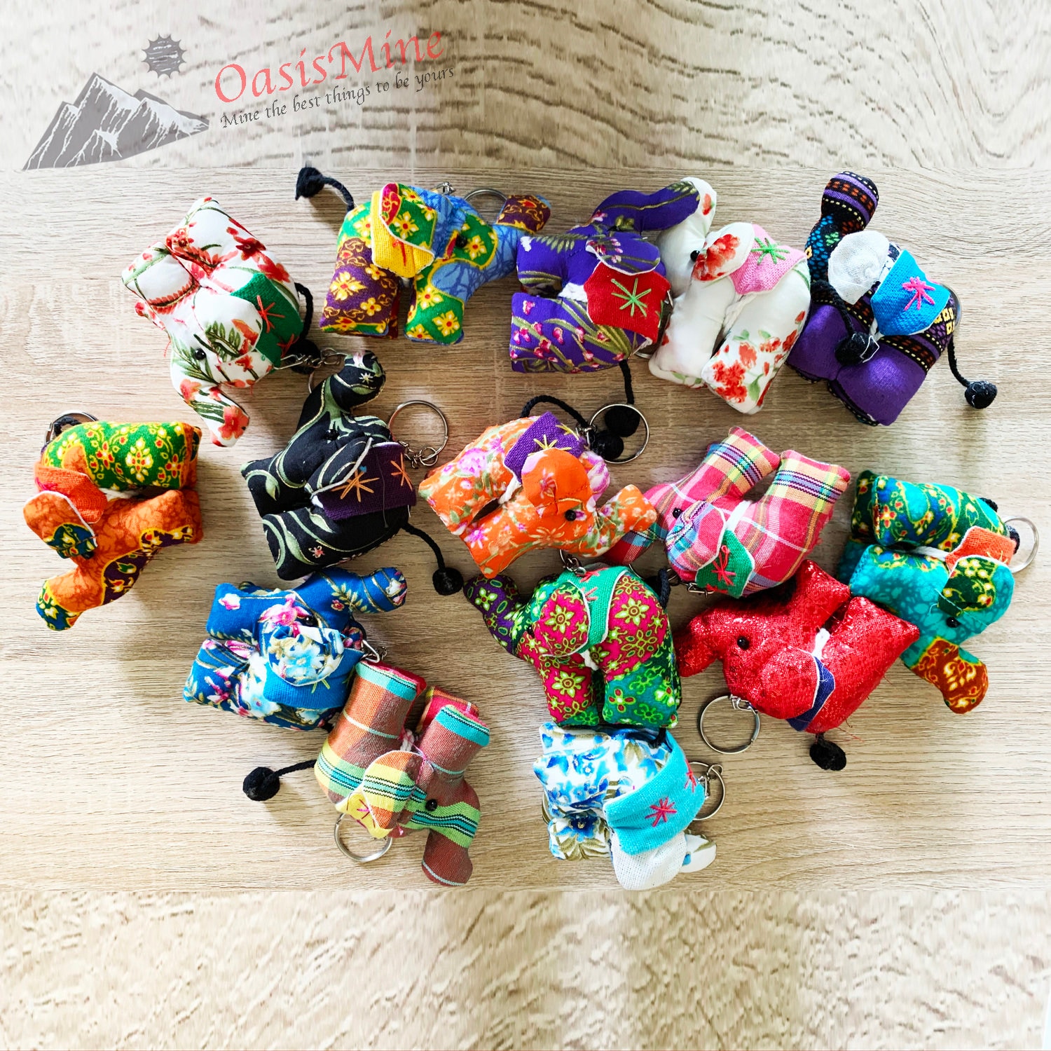 7PCS Mixed Color - Handmade Thai Miniature Elephant Keychain Sewing ...