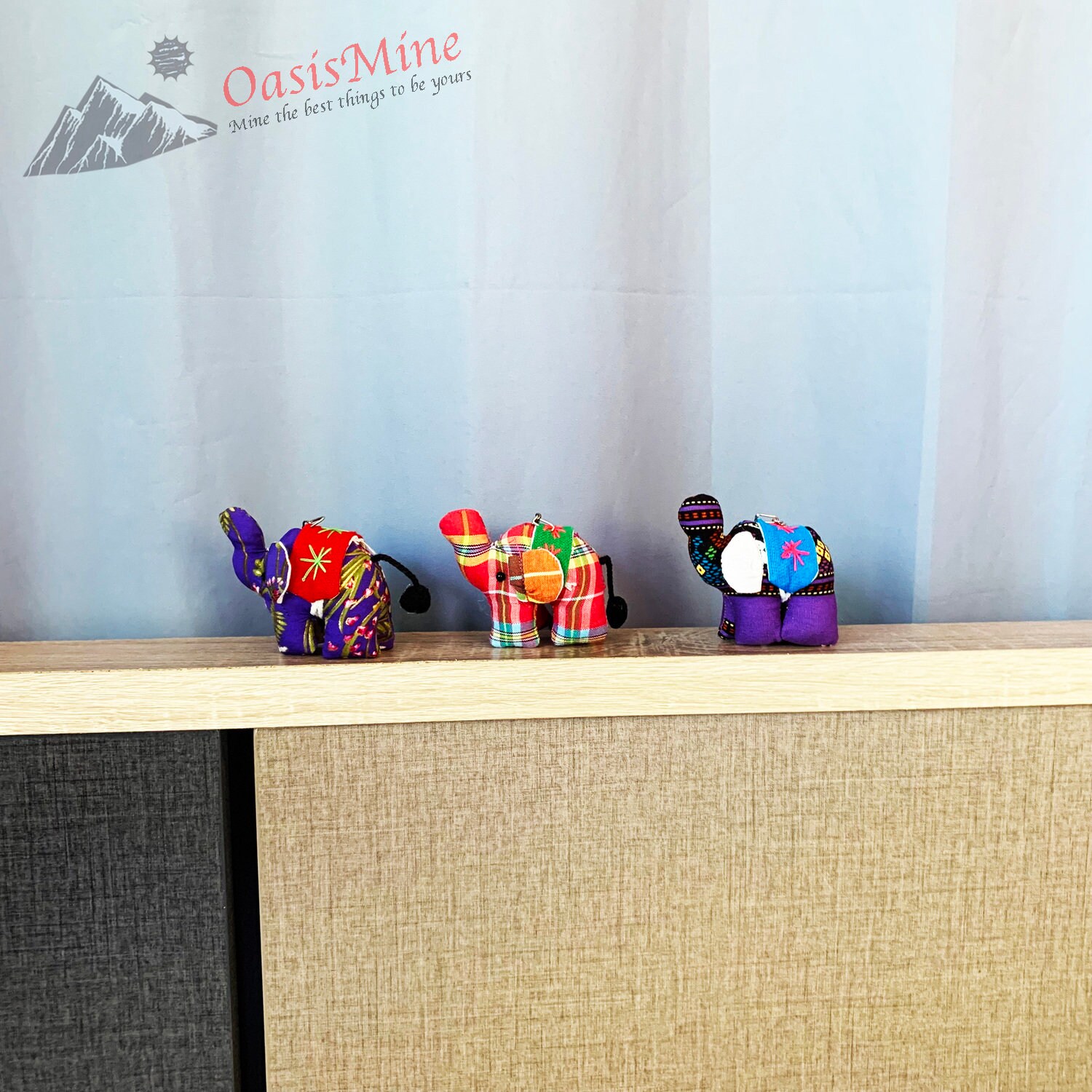 7PCS Mixed Color - Handmade Thai Miniature Elephant Keychain Sewing ...