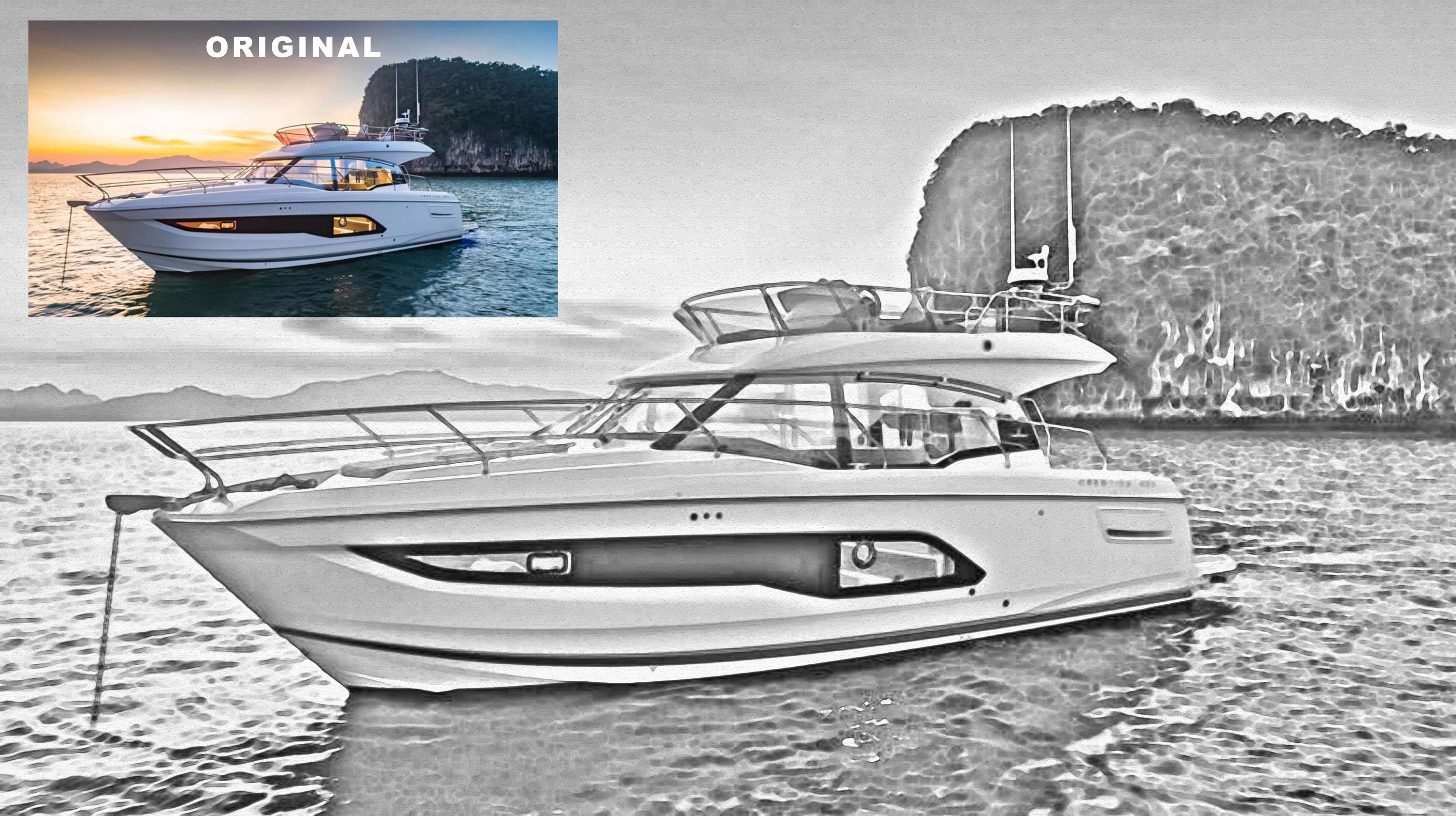 Custom Boat Drawing Nautical Drawing Wall Art Marine Gifts | Etsy