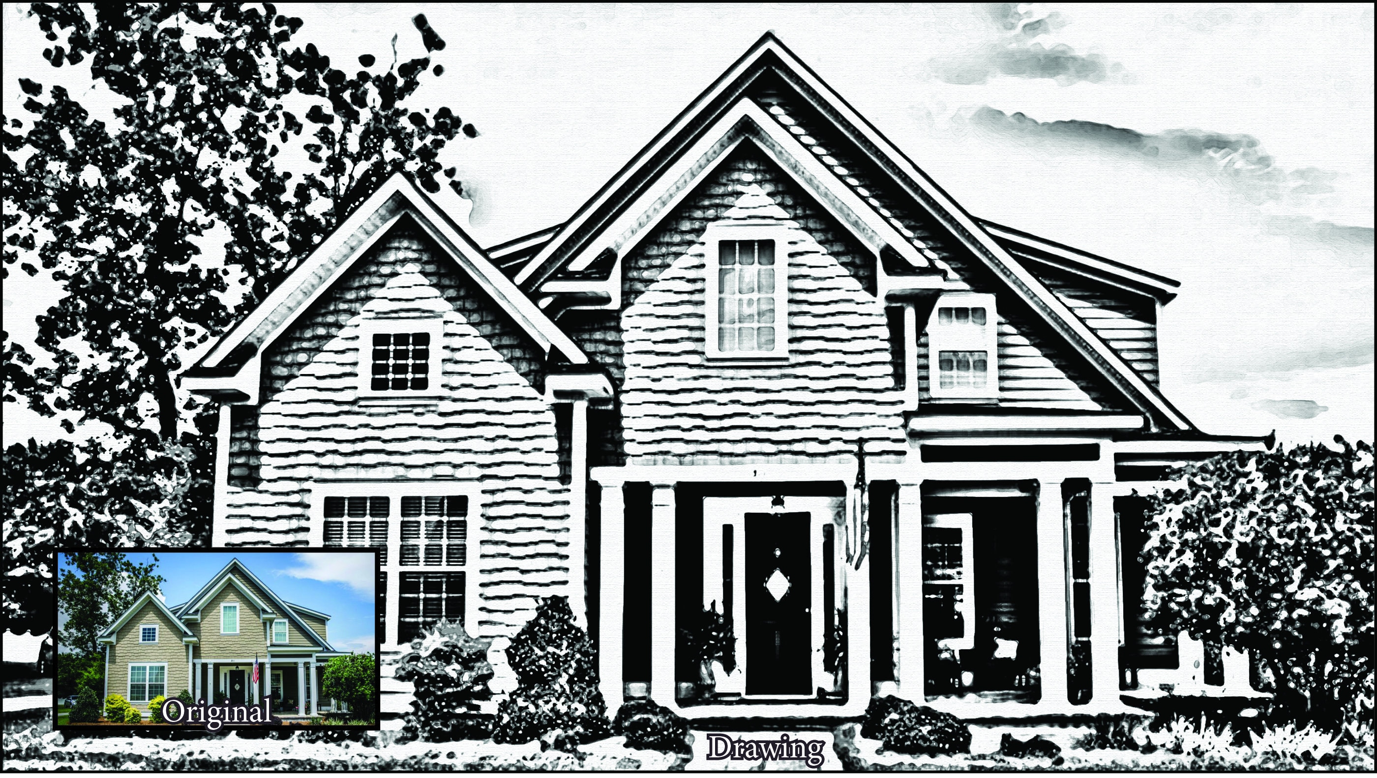 Custom House Drawing, Custom Home Illustration, House Picture, New ...