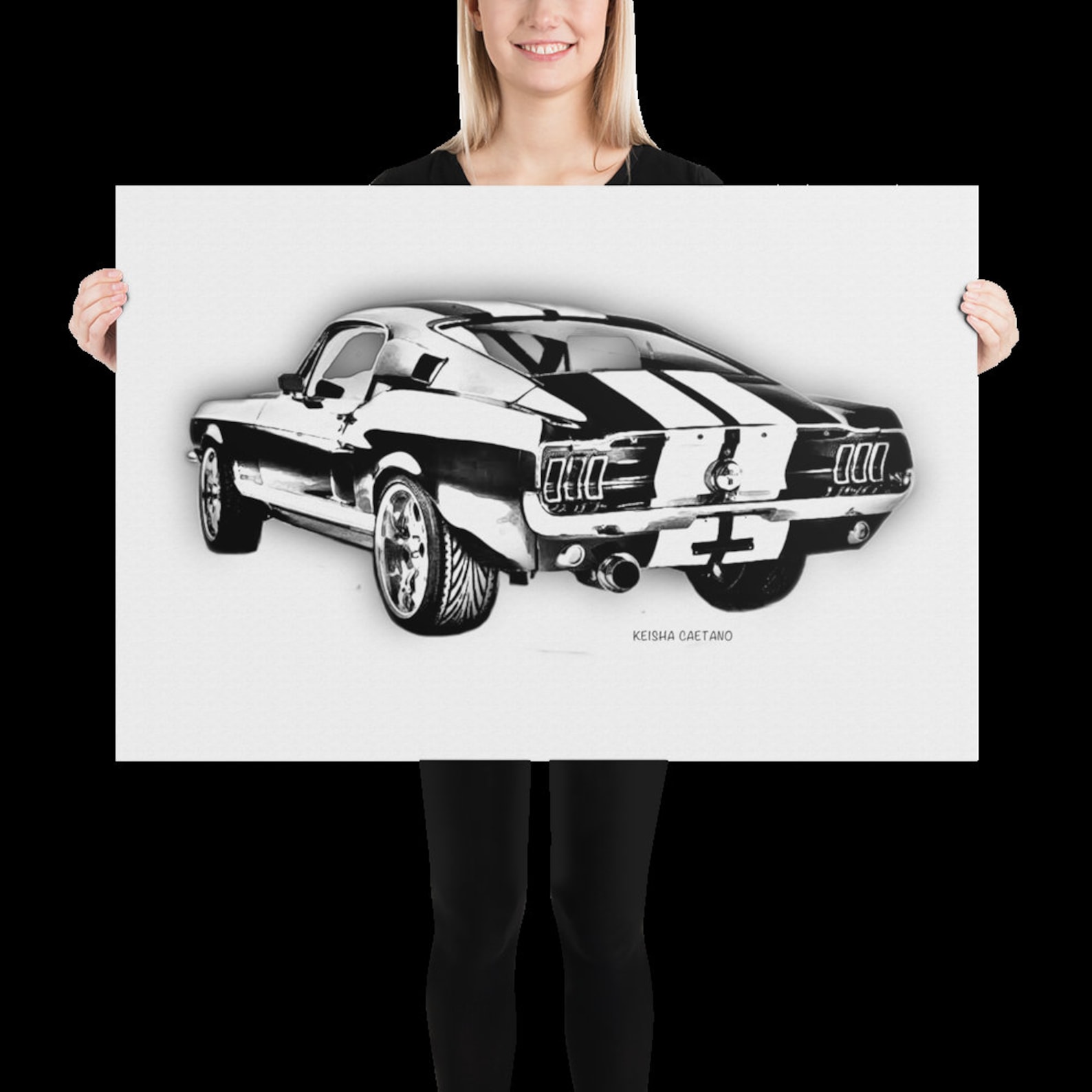 Ford Mustang Drawing, Vintage Car Decor, Ford Mustang Art, Muscle Car ...