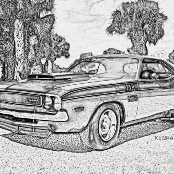 Dodge Challenger Drawing - Etsy