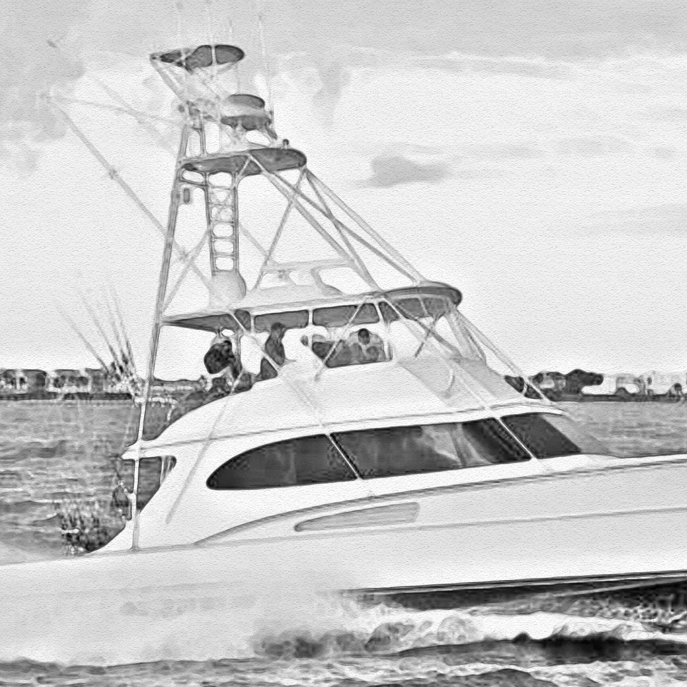 Custom Boat Drawing, Nautical Drawing Wall Art, Marine Gifts, Boat ...