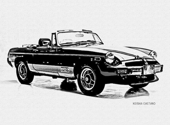 MG MBG Car Artwork Classic Car Drawing Men Art Car Gifts | Etsy