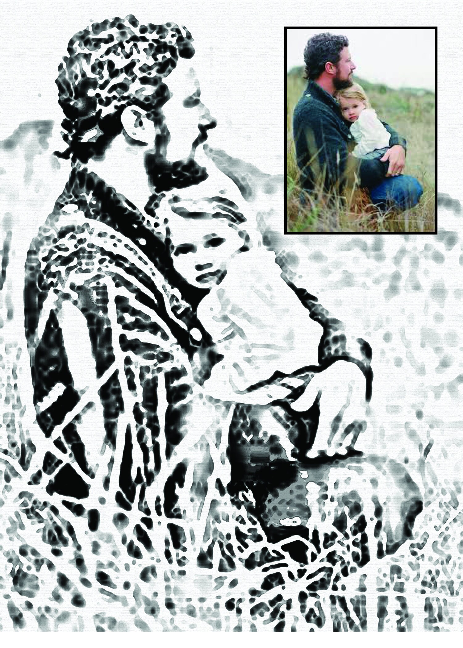 Custom Dad Drawing, Dad Gift, Love My Daddy, Drawing From Photo, Father ...