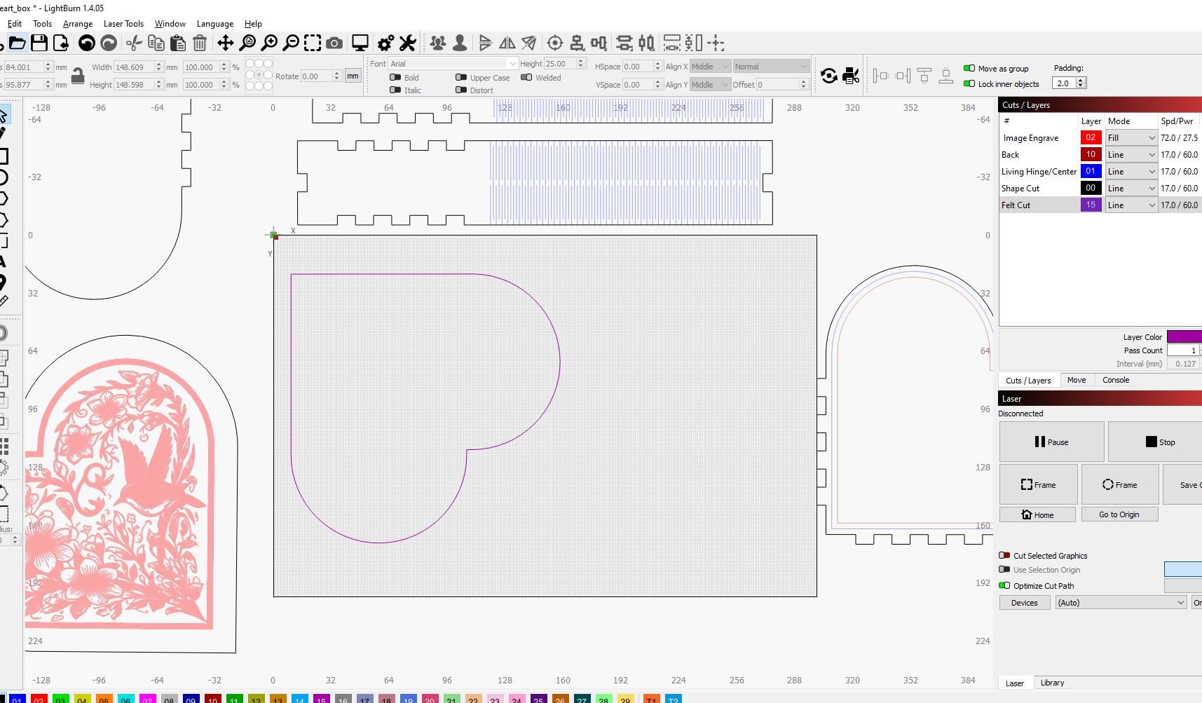 Heart Box With Living Hinges - Lightburn File - Etsy