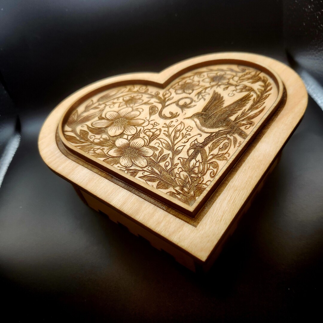 Heart Box With Living Hinges - Lightburn File - Etsy